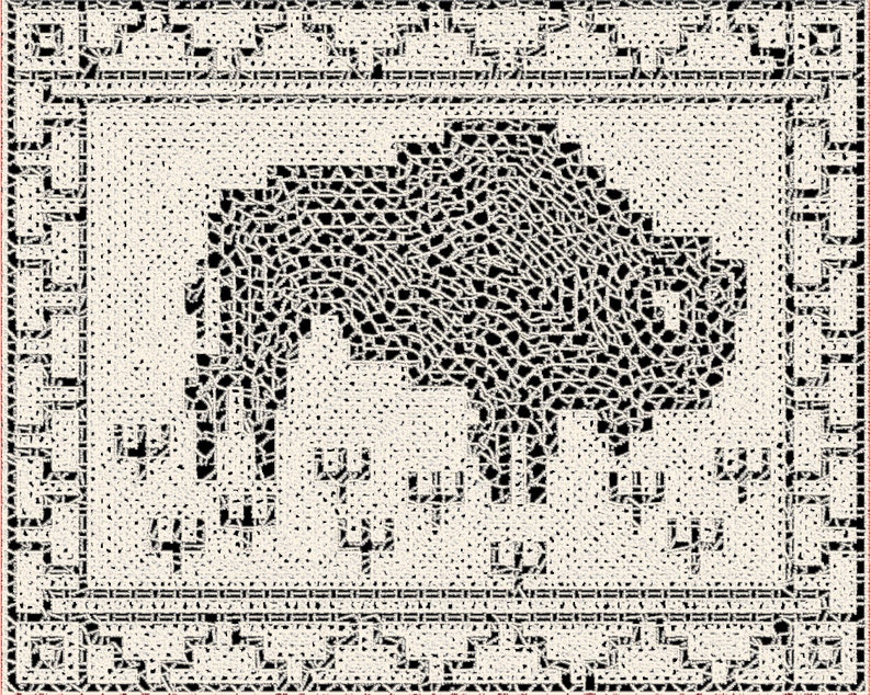 Mosaic Crochet Pattern Bison Buffalo Prairie 14x11 Horizontal Wall ...