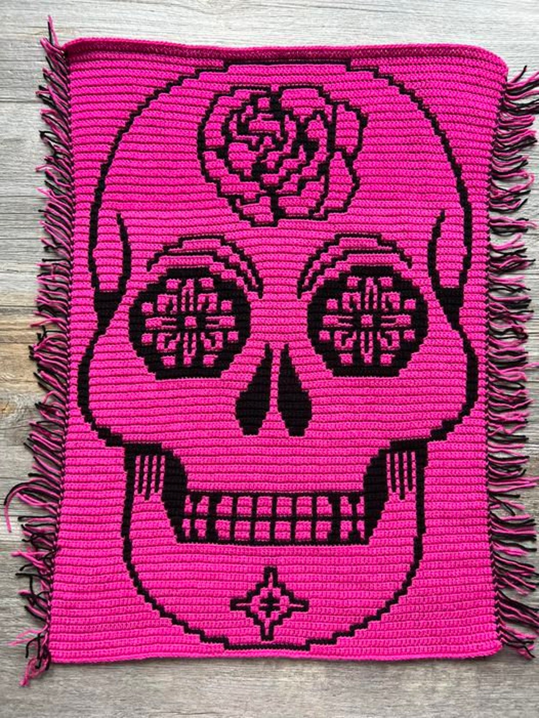 Mosaic Crochet Pattern Sugar Skull Wall Art Home Decor Wall Decor Overlay Mosaic Crochet Pattern ...