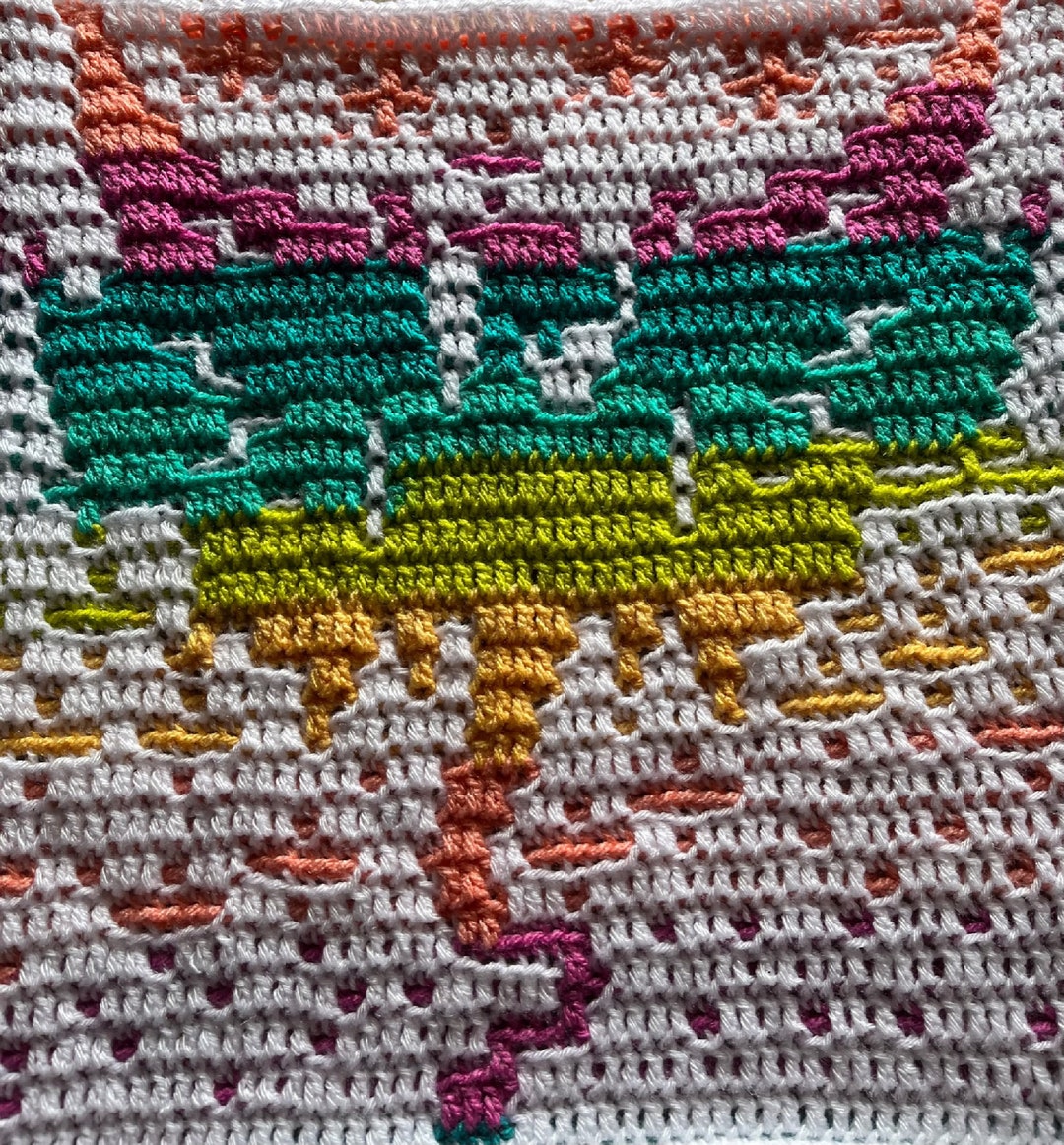 Mosaic Crochet Pattern–flying Dragon–color Chart–written Pattern ...