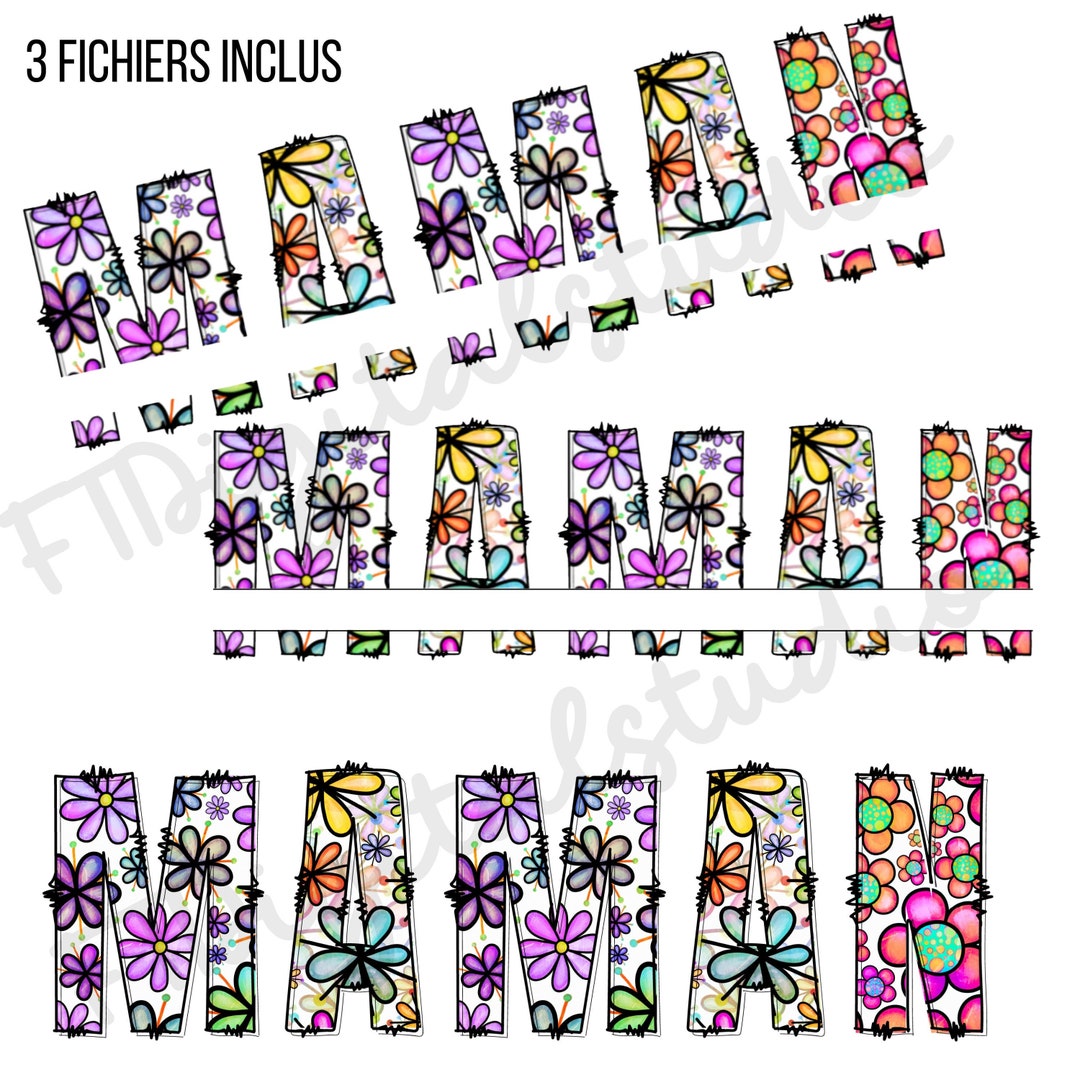 3 Fichiers PNG Francais | Maman | Fete Des Meres | Sublimation | Plus 2 ...