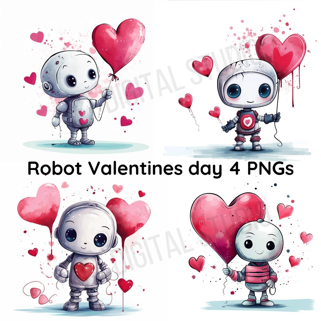 4 PNG | Bundle | Valentine's Day | Robot Valentines | Valentine's Day ...