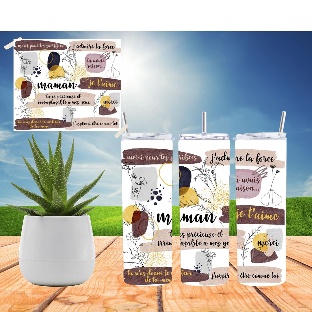 Fete Des Meres | Merci Maman Tumbler | Mom Tumbler Wrap | Mothers Day ...