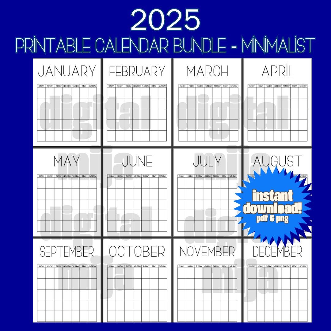 2025 Printable Calendar Template | Family Organizer | Monthly Planner ...