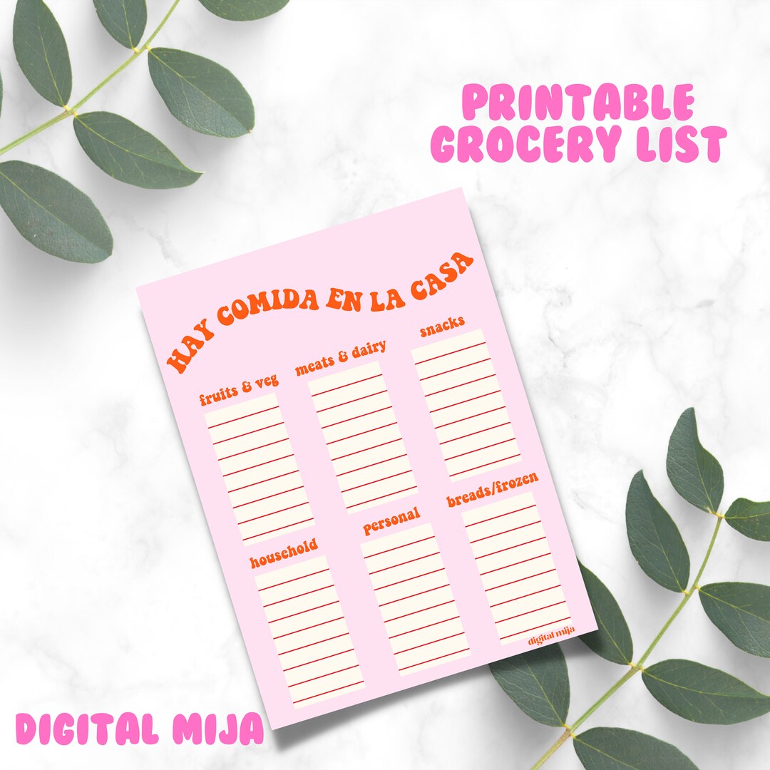 Hay Comida En La Casa Checklist Digital Download Latina Planner Digital ...