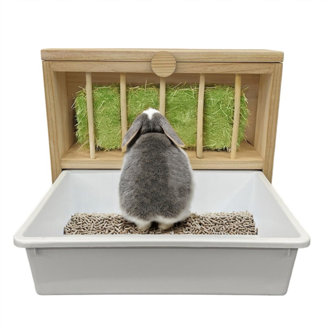Wooden Rabbit Feeder Toilet Tub Rabbit Feeding Station Gift for Rabbit ...