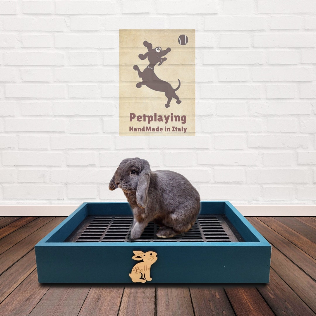 Wooden Litter Box With Tub and Grid for Rabbits House Cleaning ...