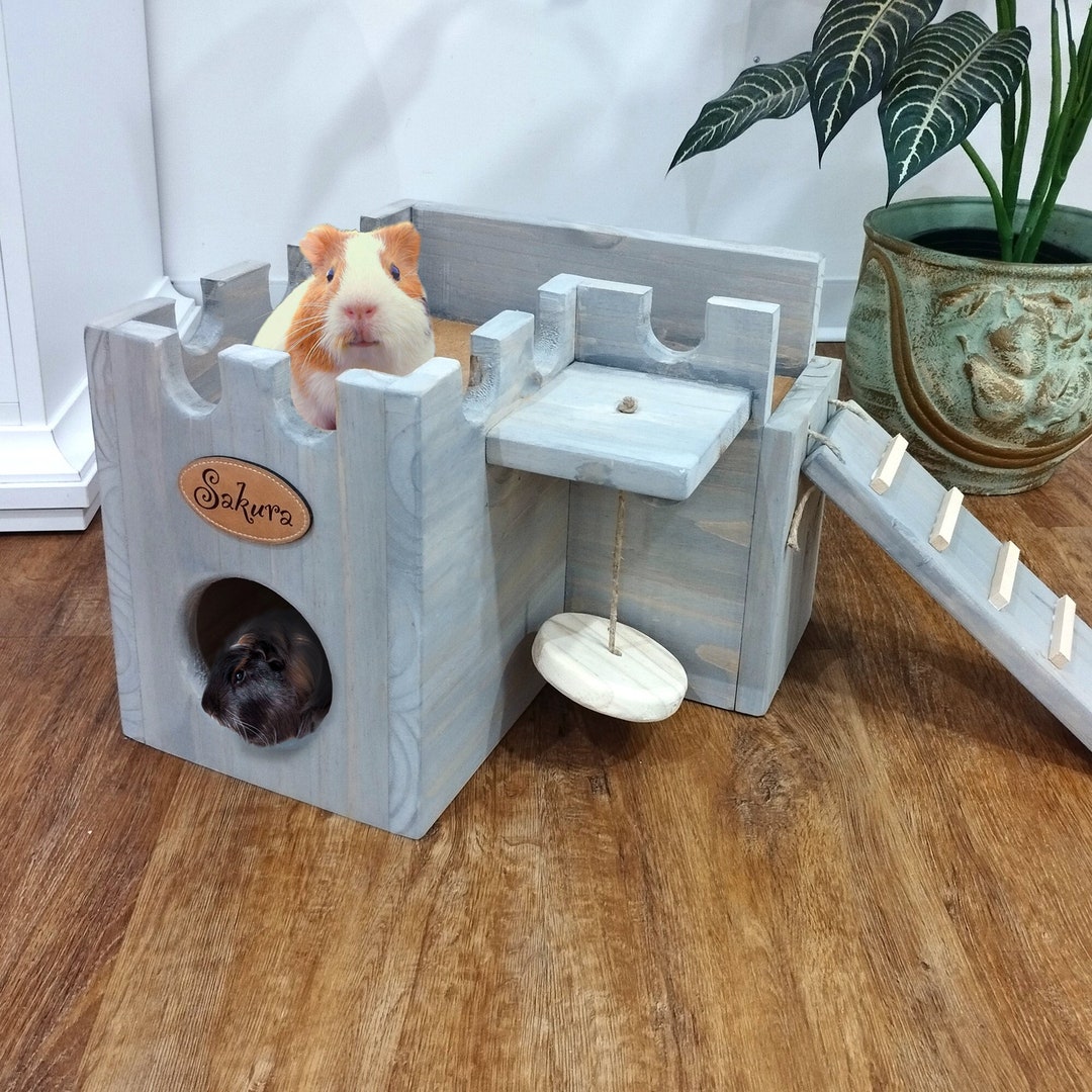 Castle for Guinea Pigs, Wooden House for Guinea Pigs, House With Ladder ...