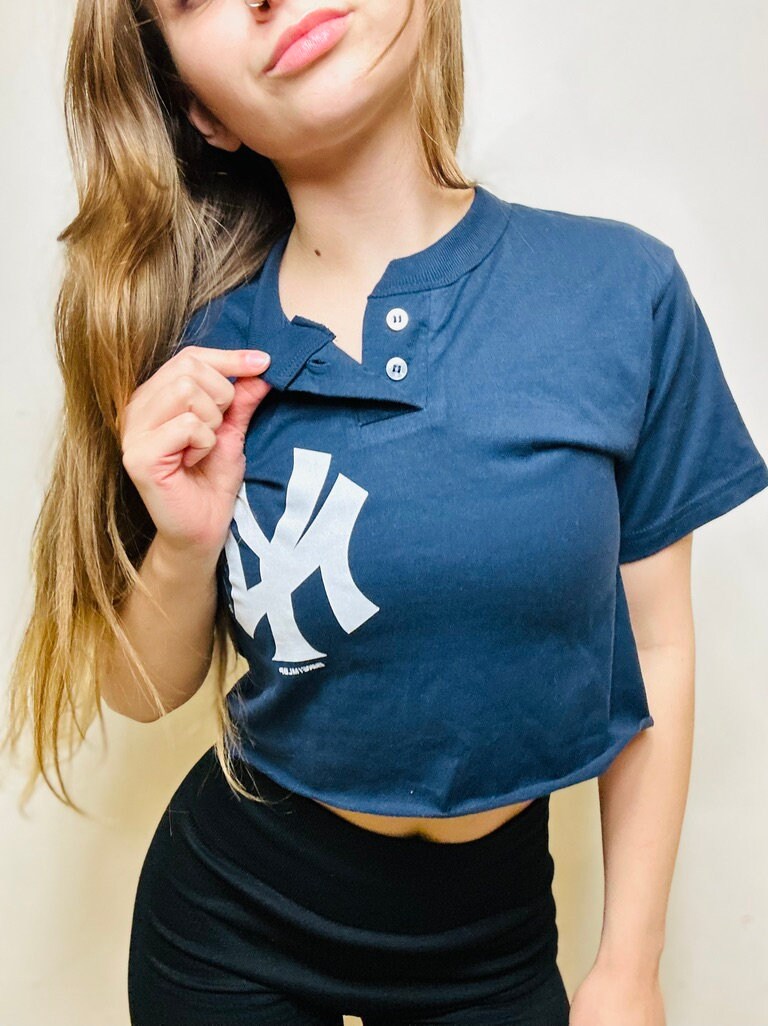 New York Yankees Button Down Jersey Style Crop - Etsy