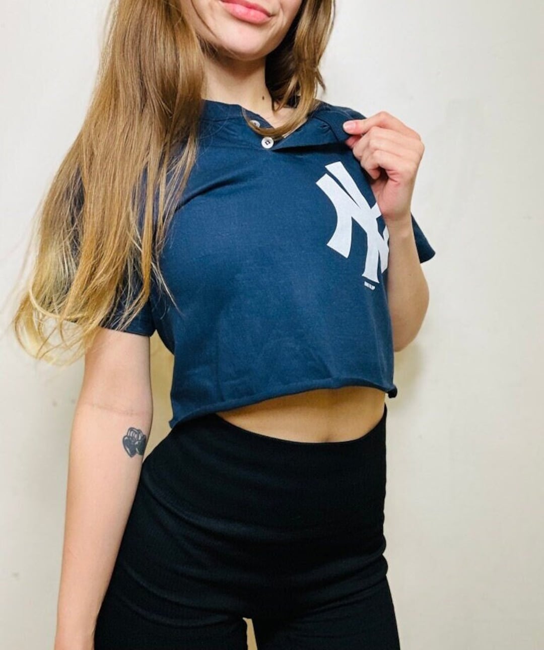 New York Yankees Button Down Jersey Style Crop - Etsy
