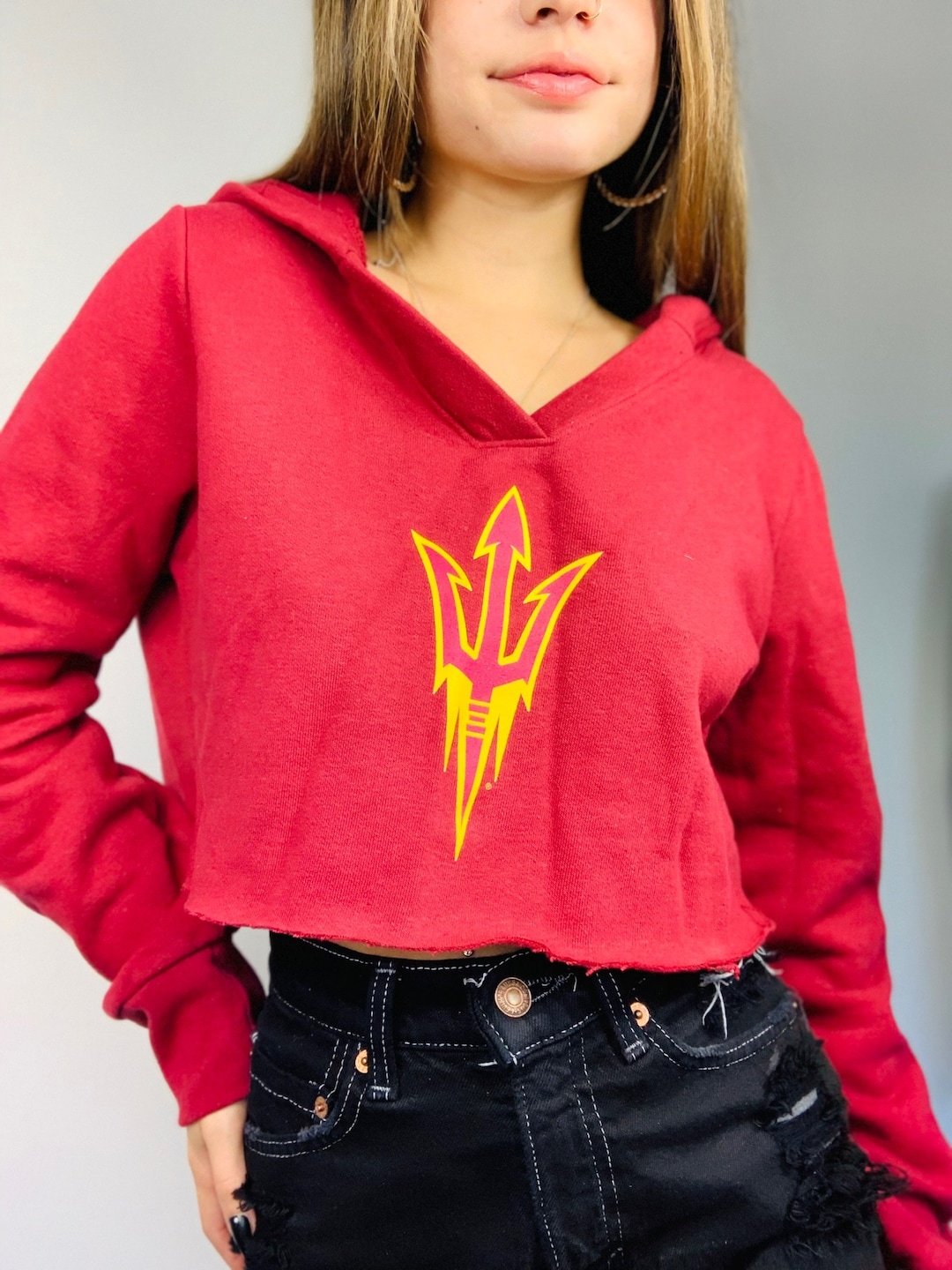 Arizona State University ASU Cropped Hooded Sweatshirt - Etsy