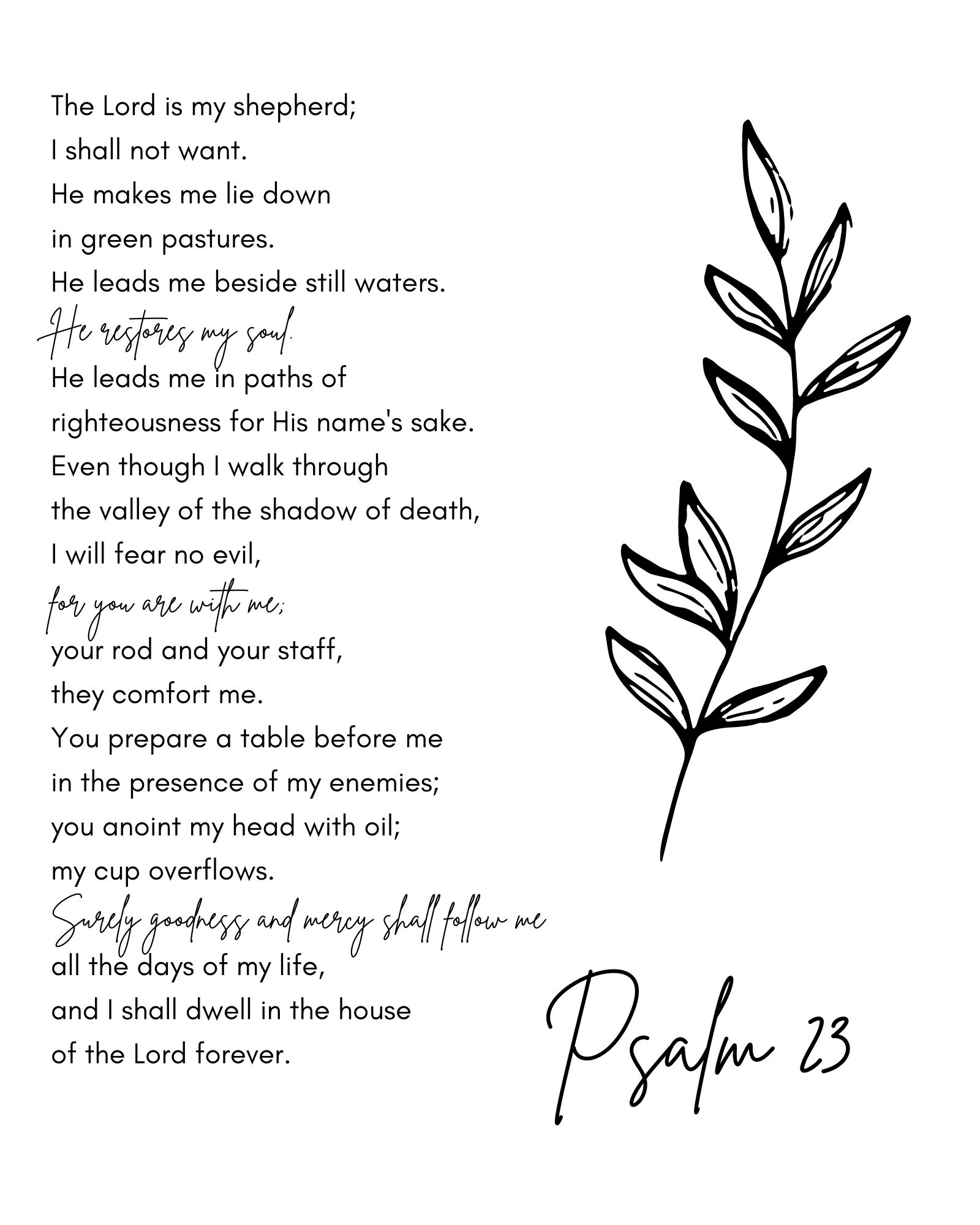Psalm 23 Bible Verse Wall Art The Lord Is My Shepherd Scripture Wall