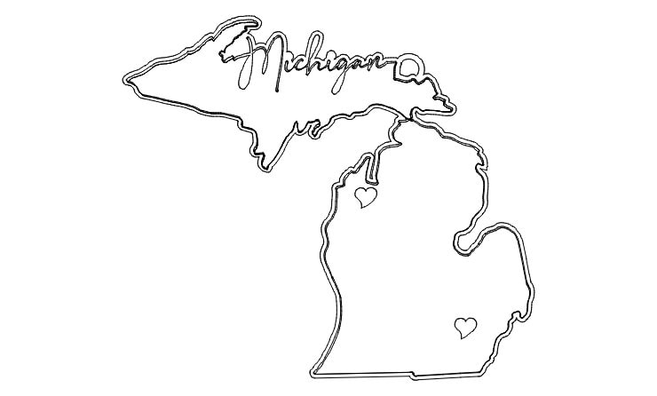Michigan Outline With Custom City Heart Ornament, Special Order - Etsy