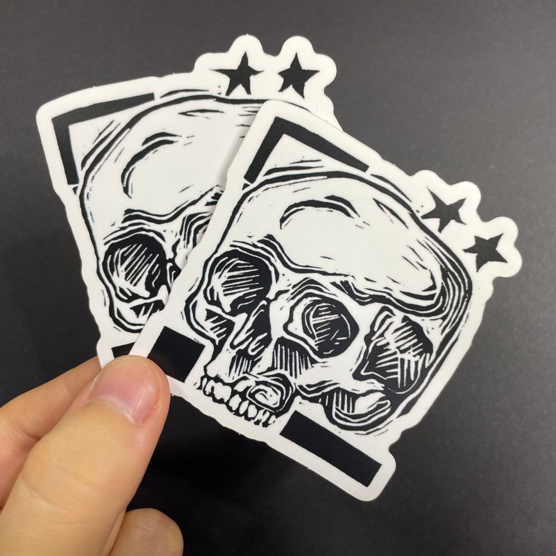 Gothic Skull Linocut Print Vinyl Sticker - Etsy