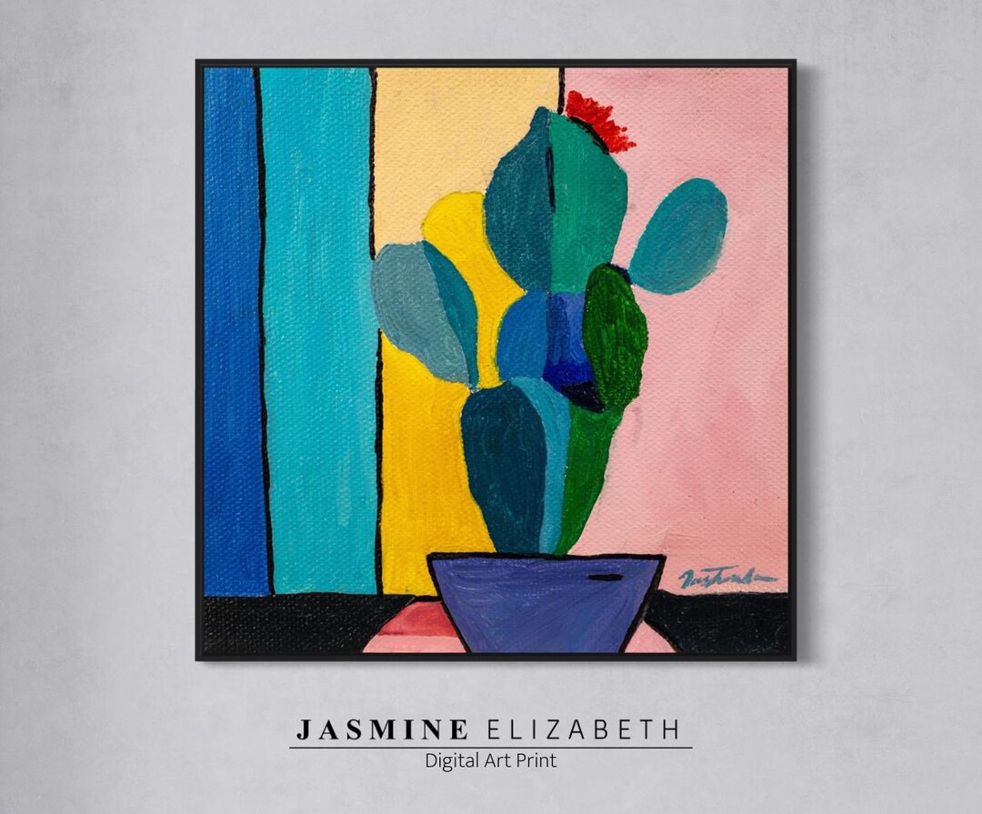 Abstract Cactus Art Print: Taos Western Home Decor (digital Download ...