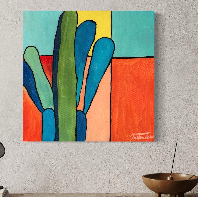 Abstract Cactus Art Print: Mid-century Modern Western Home Decor - Etsy