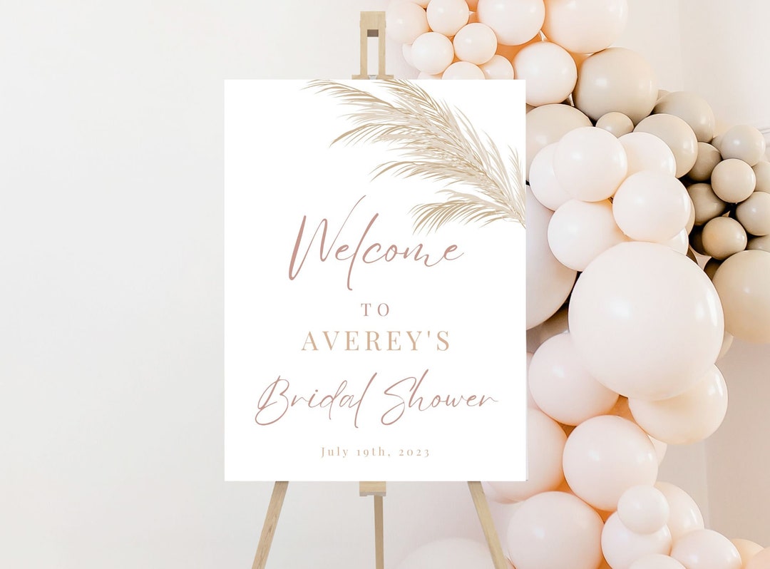 Pampas Grass Bridal Shower Welcome Sign, Customizable Wedding Shower ...