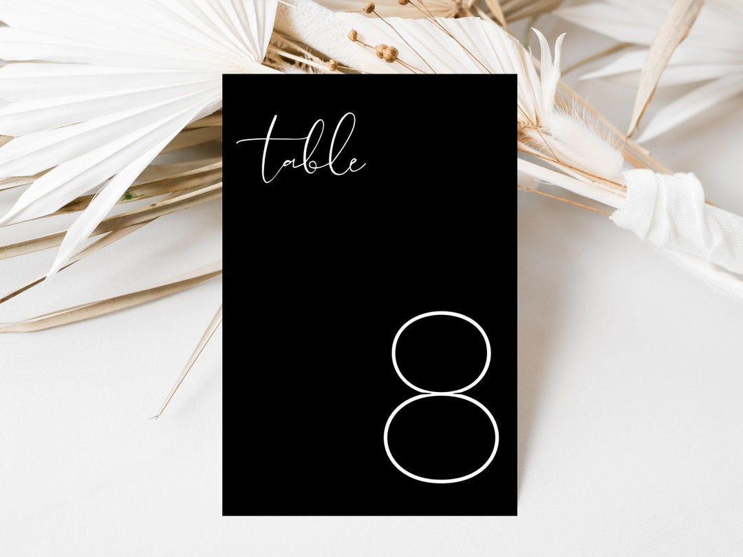 Printable Wedding Table Numbers, Black and White Classic Wedding ...