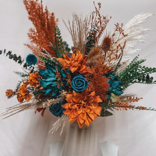 Teal Wedding Bouquet - Etsy