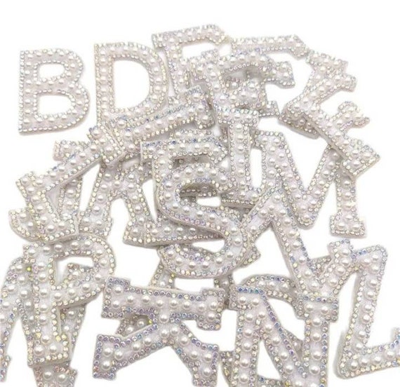 Pearl Patch Pearlescent Patch Rhinestone Letter Patches - Etsy UK