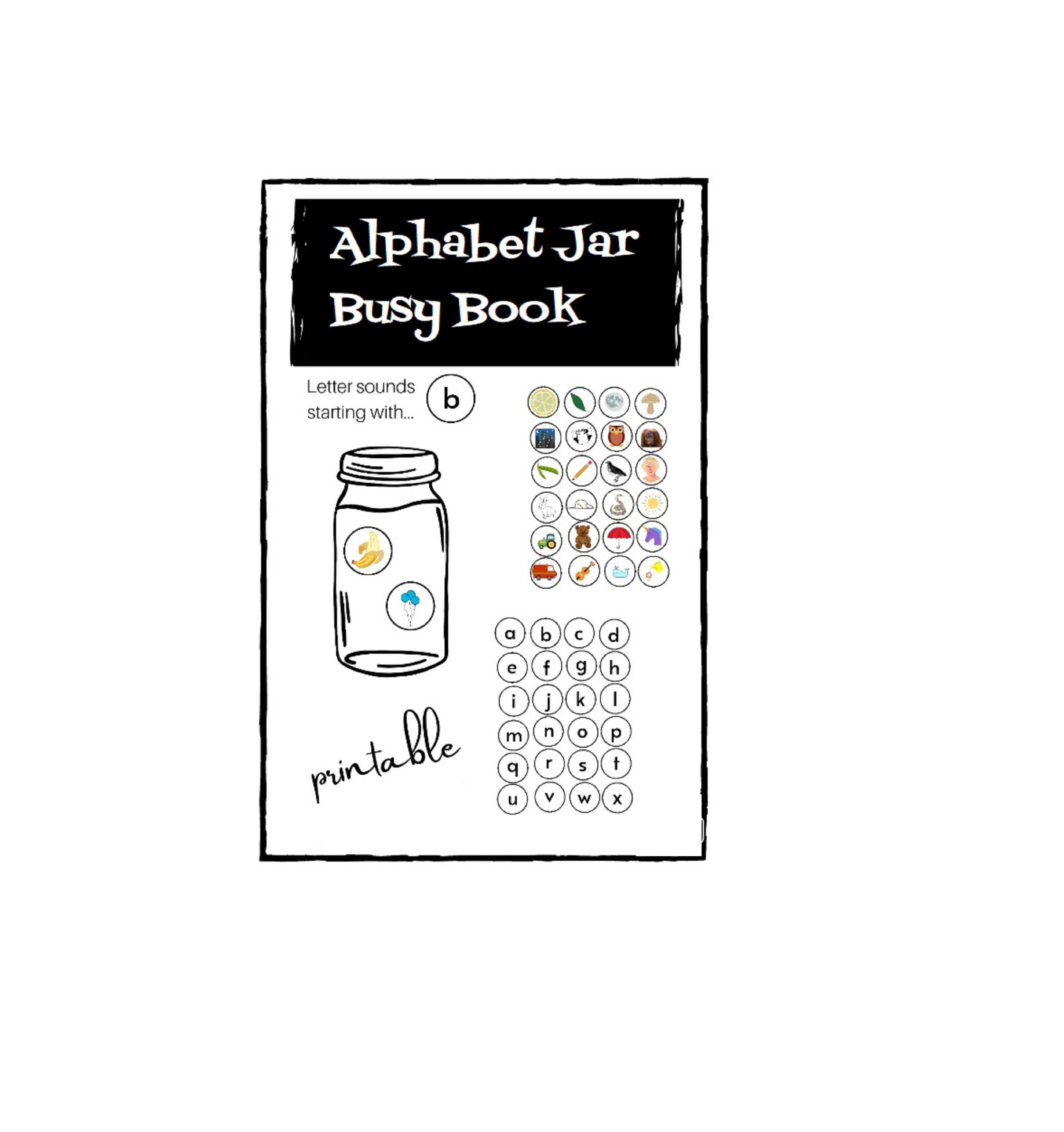 Alphabet Jar Busy Book Printable | Toddler | Preschool | Learning ...