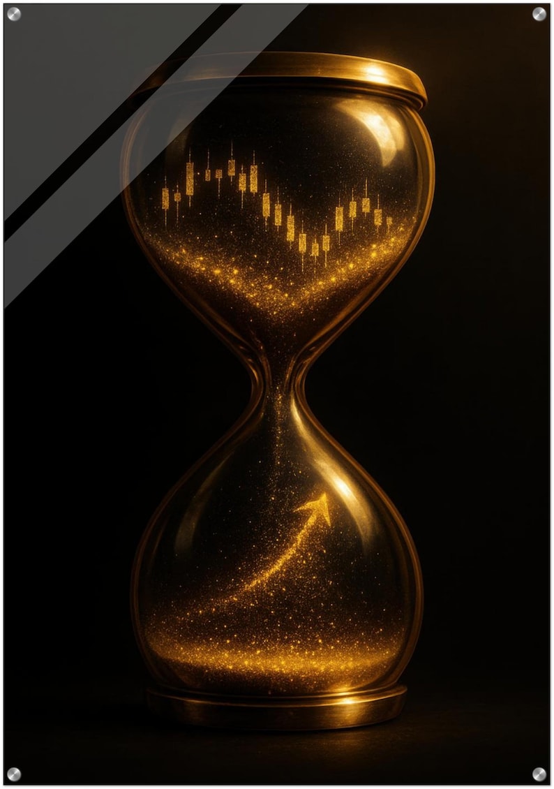 The Hour of Discipline – Black Gold Hourglass Artwork | Luxury Trading ...