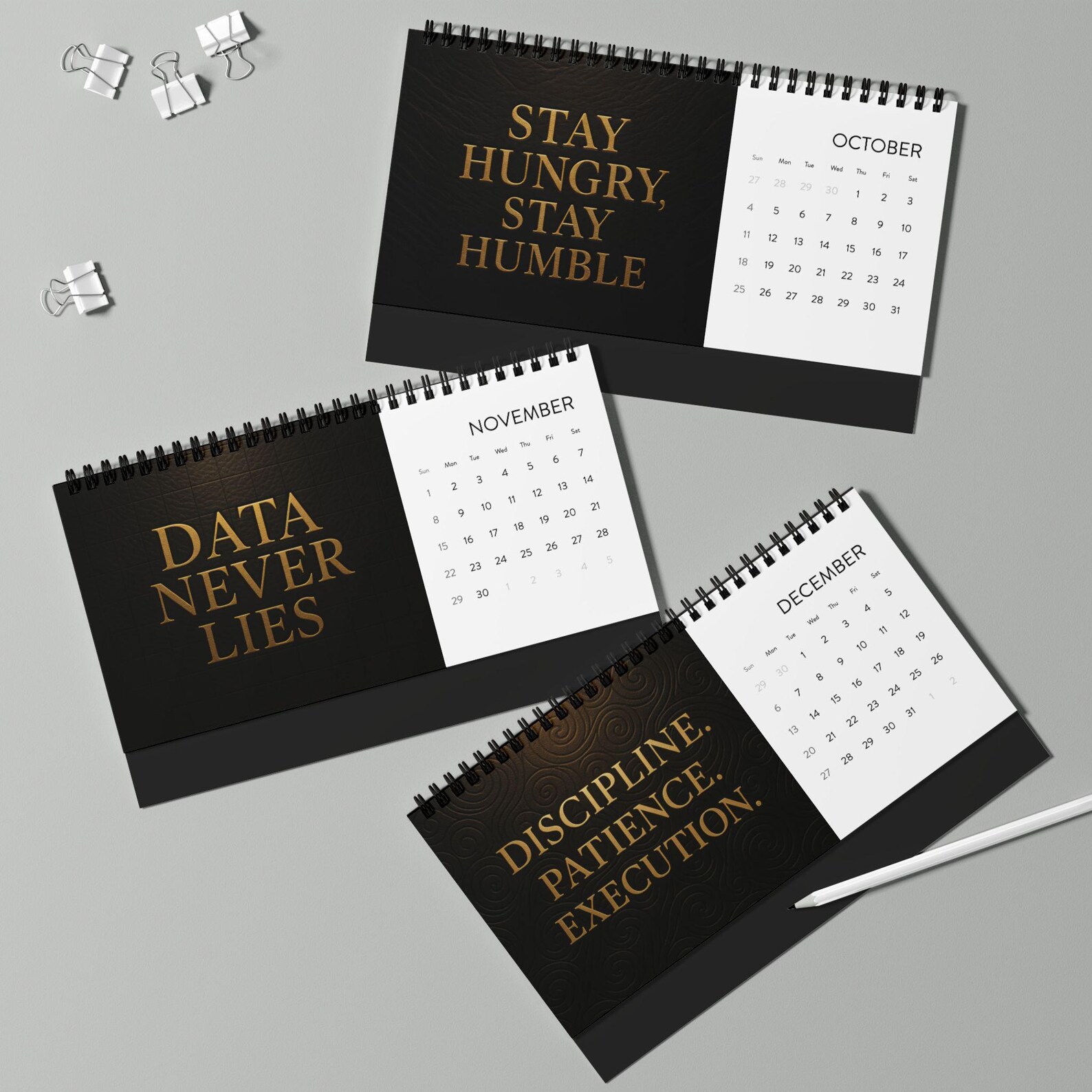 The Traders Year - Luxury Gold & Black Desk Calendar for Traders ...