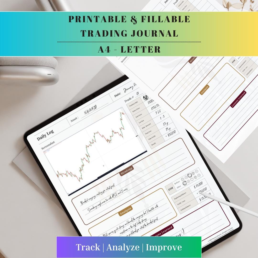 Daily Trading Journal - Fillable & Printable | A4 - Letter Size | Track ...