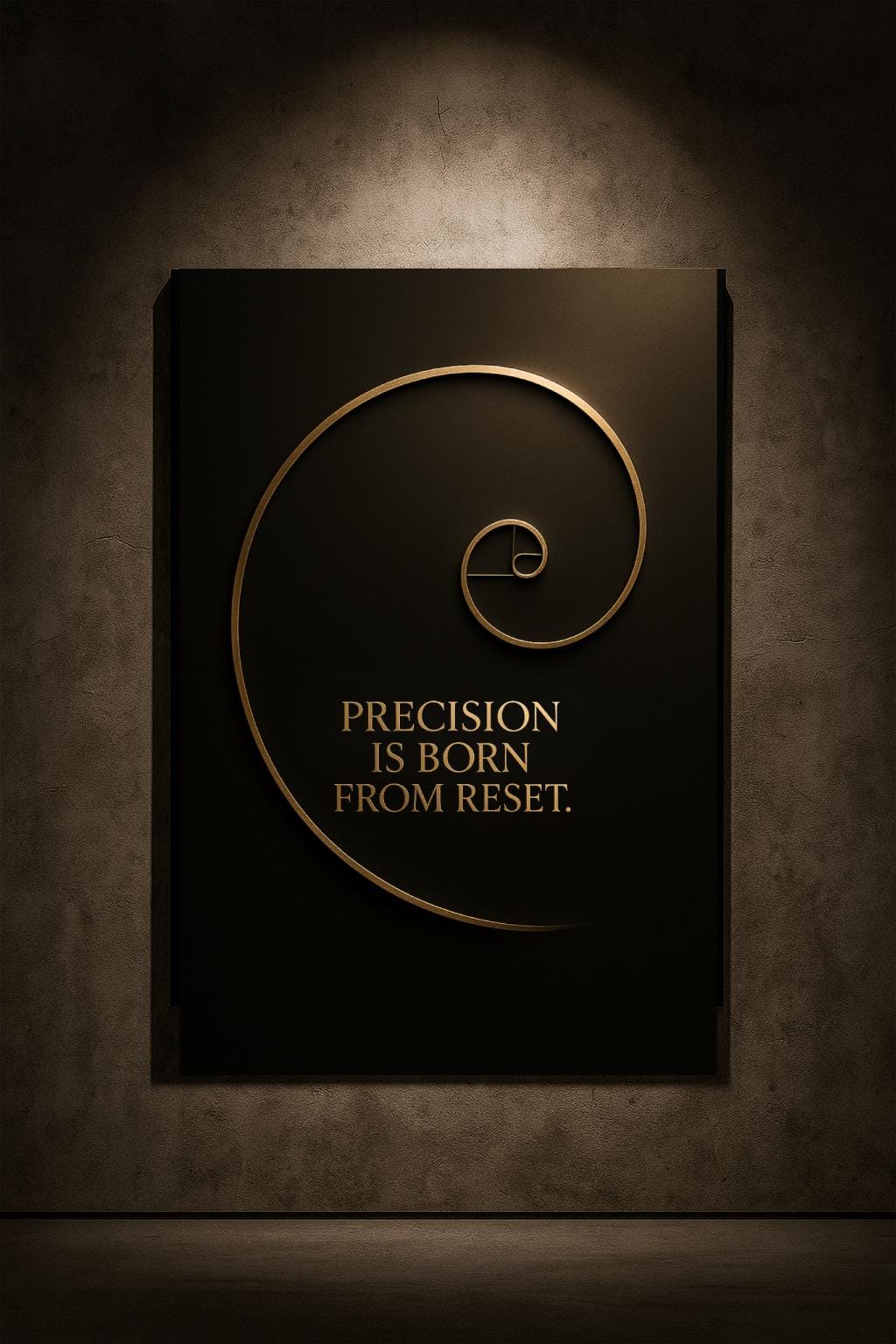 Precision is Born From Reset – Black Gold Fibonacci Spiral Artwork ...