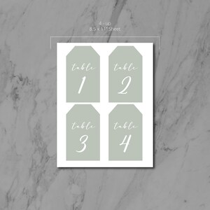 Sage Green Wedding Table Number Cards - Modern Wedding Decor - 3x5 ...