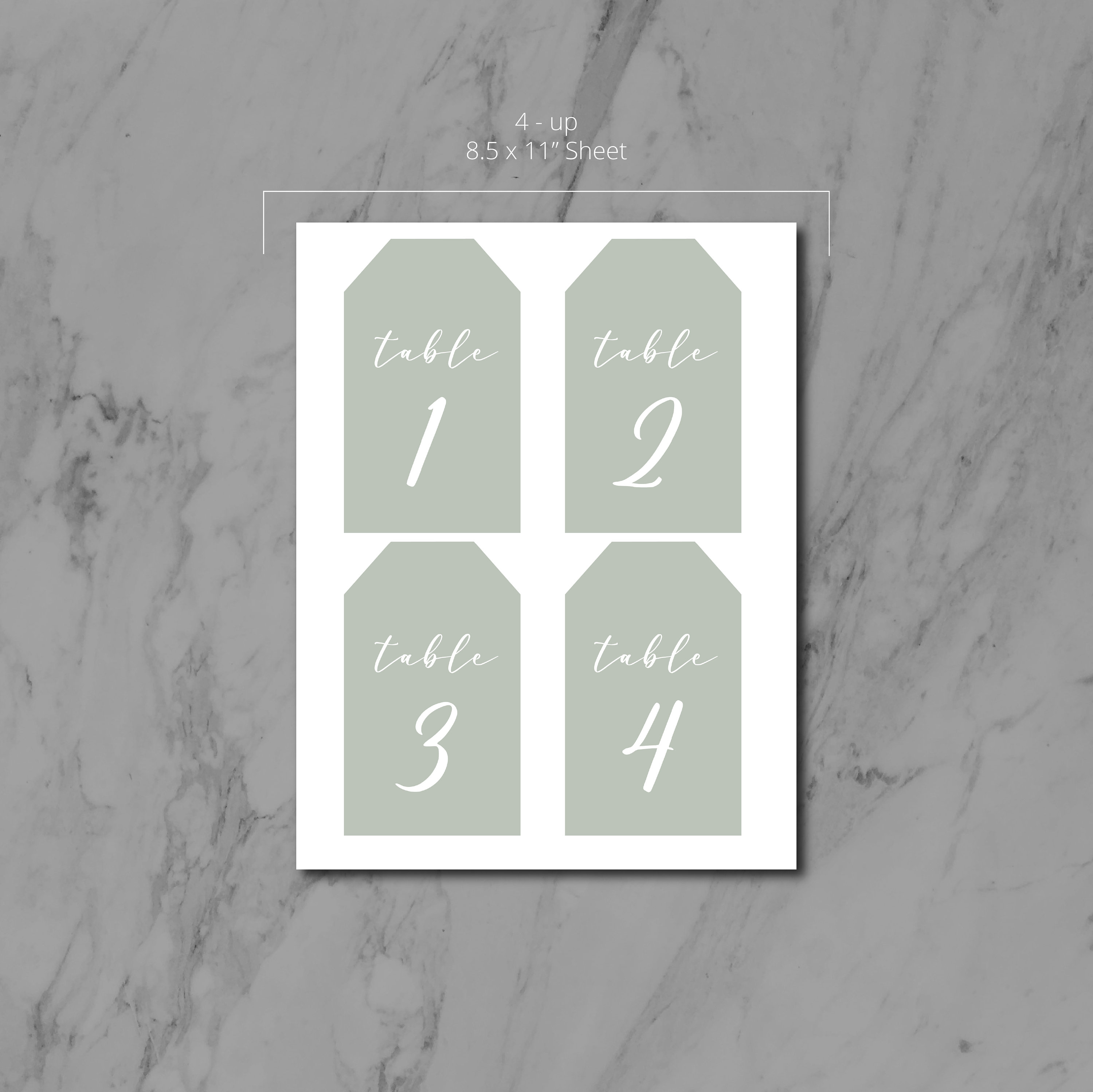 Sage Green Wedding Table Number Cards - Modern Wedding Decor - 3x5 ...
