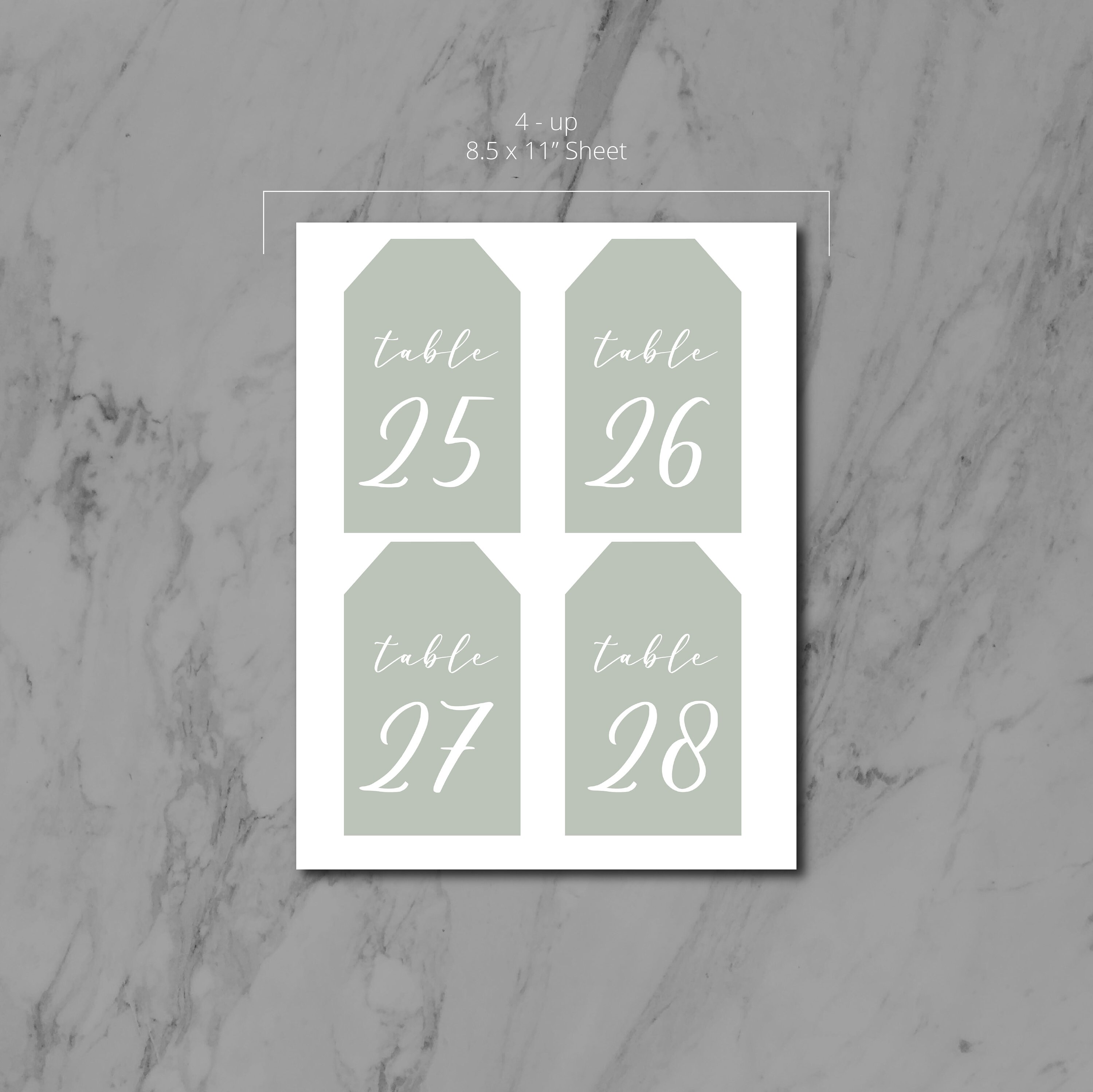 Sage Green Wedding Table Number Cards (*numbers 25-40) - Modern Wedding ...