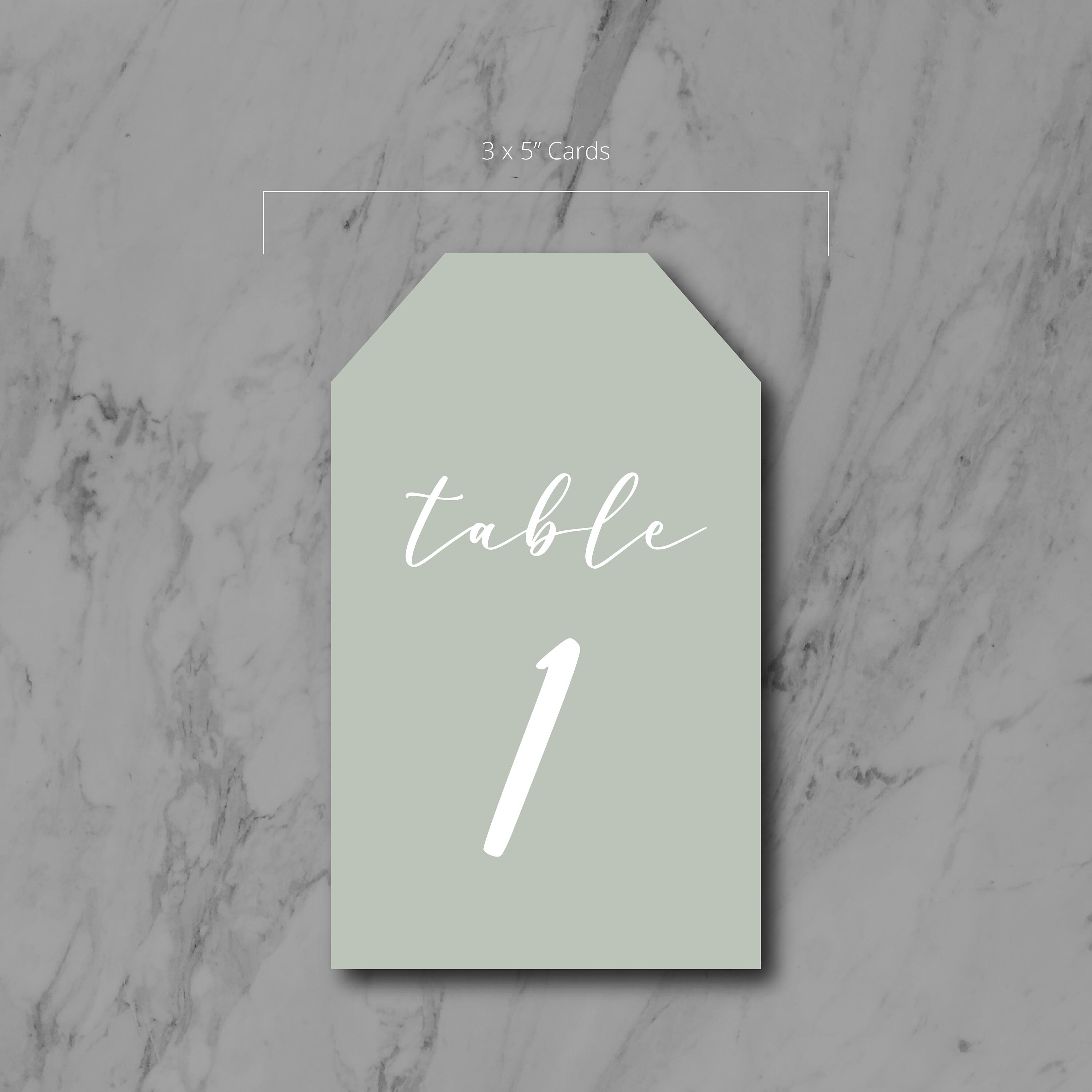 Sage Green Wedding Table Number Cards - Modern Wedding Decor - 3x5 ...