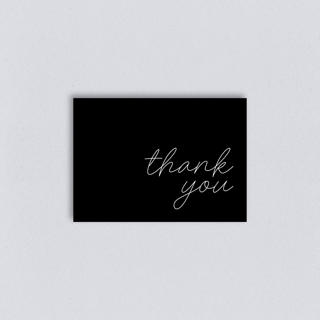Black Thank You Card Template | 5x7" | Digital Download - Etsy
