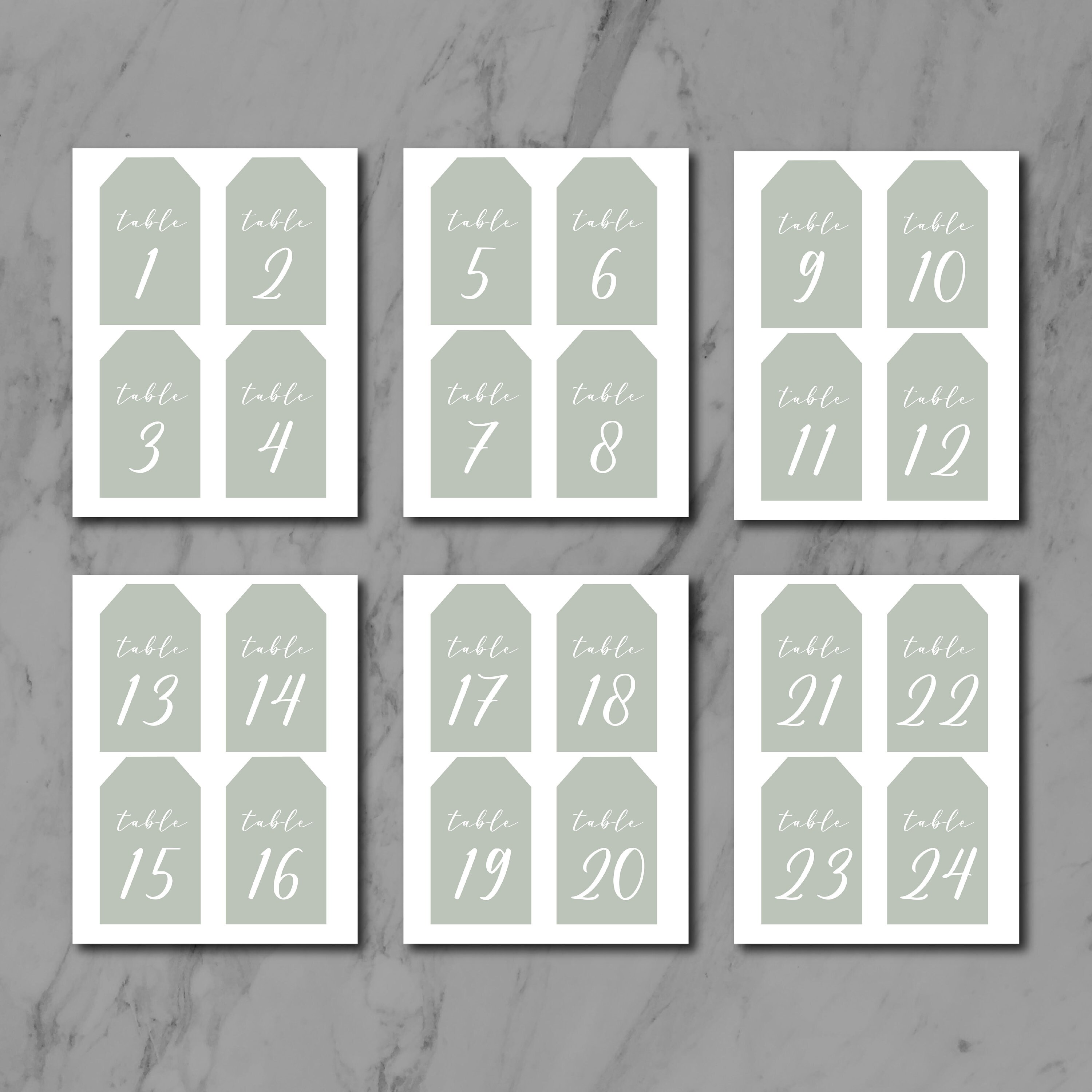 Sage Green Wedding Table Number Cards - Modern Wedding Decor - 3x5 ...