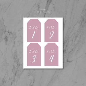 Mauve Wedding Table Numbers | Modern Table Decor | Wedding Decor ...