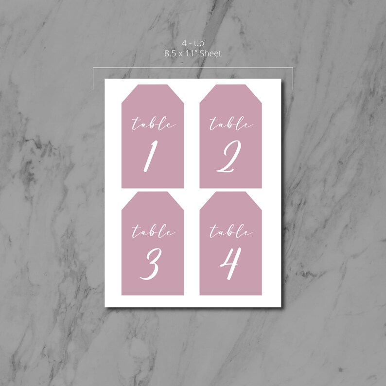 Mauve Wedding Table Numbers | Modern Table Decor | Wedding Decor ...
