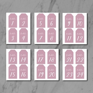 Mauve Wedding Table Numbers | Modern Table Decor | Wedding Decor ...