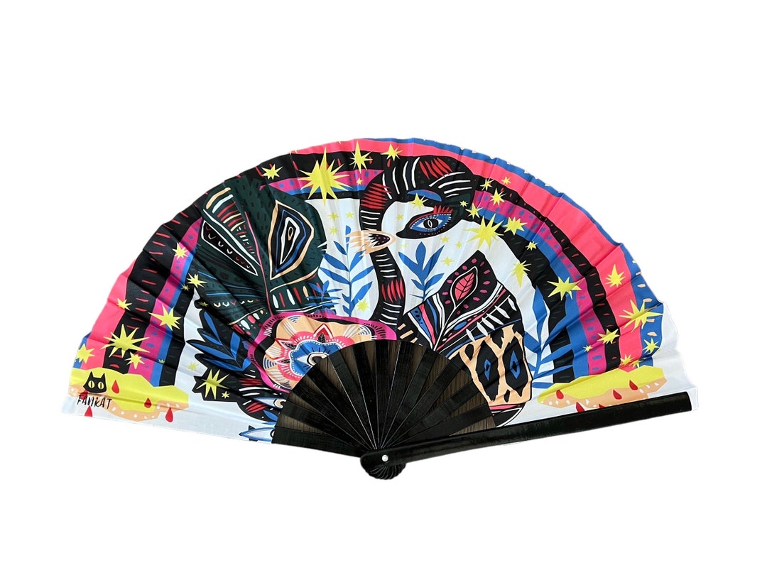Mystique Rainbow Hand Fan, Party Hand Fan, Bamboo Silk Hand Fan for ...