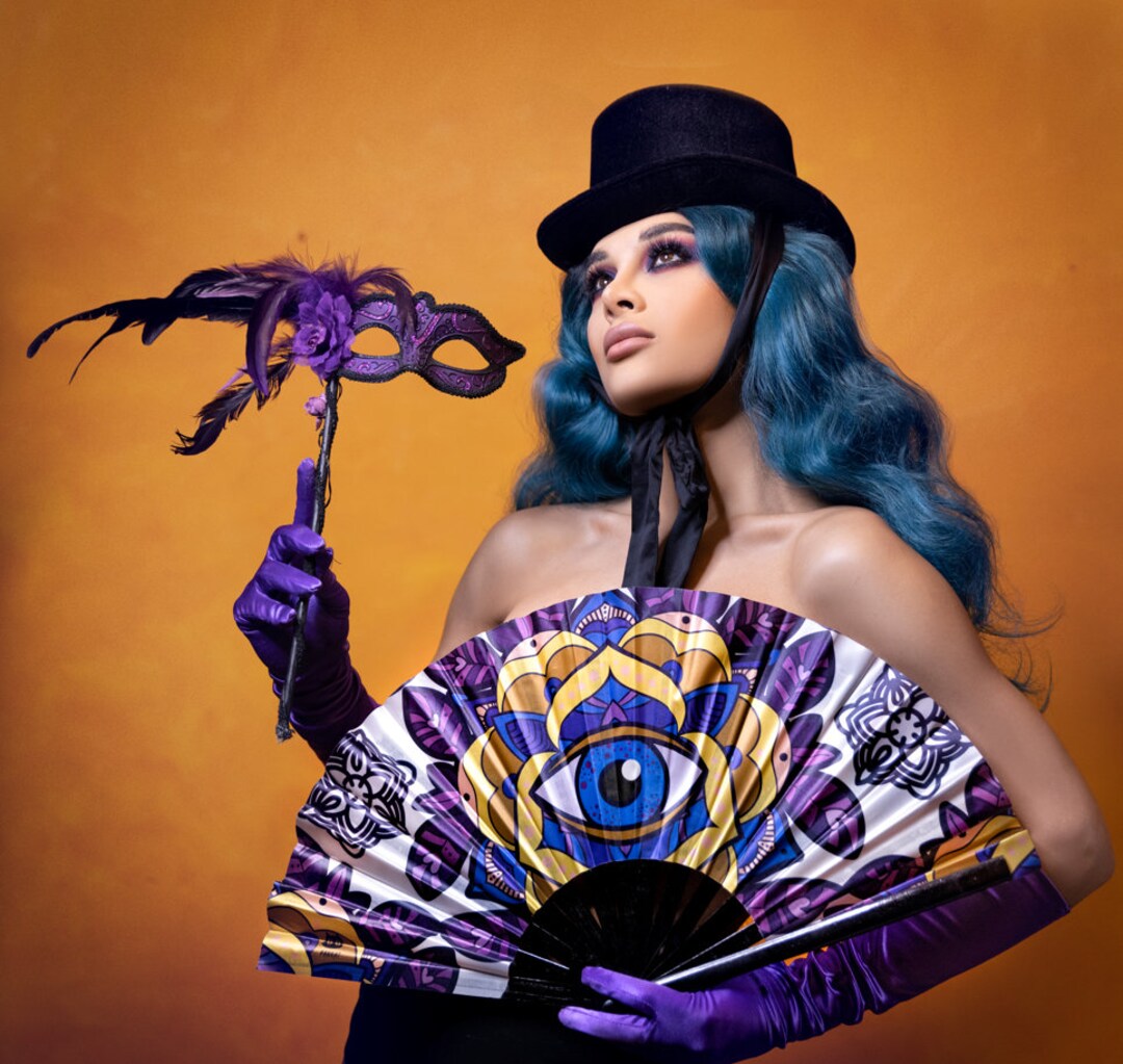 Devil's Eye Hand Fan, Party Hand Fan, Bamboo Silk Hand Fan for Festival ...