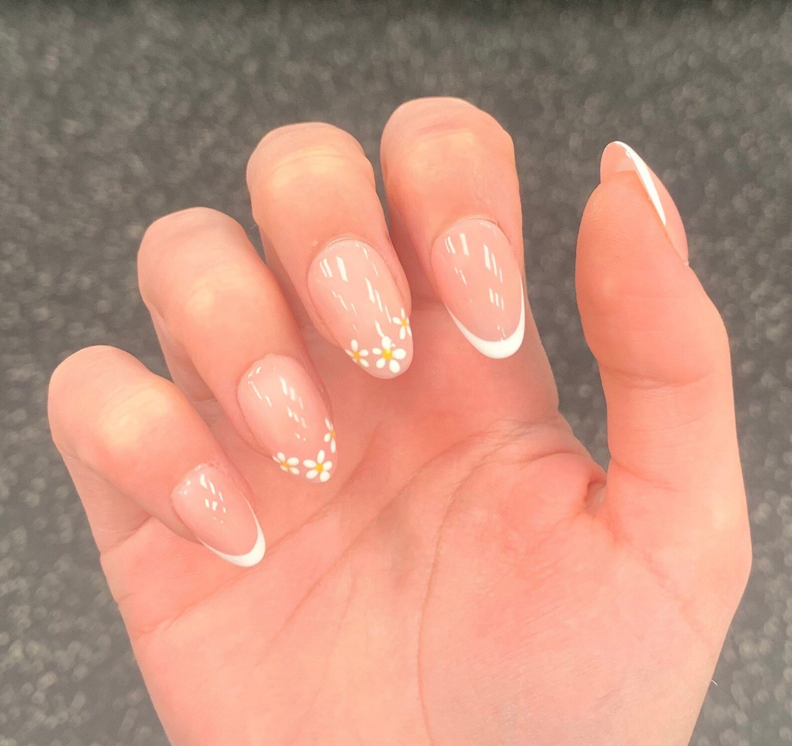 French Daisy French Tip Nails Press on Nails 10 Pcs - Etsy