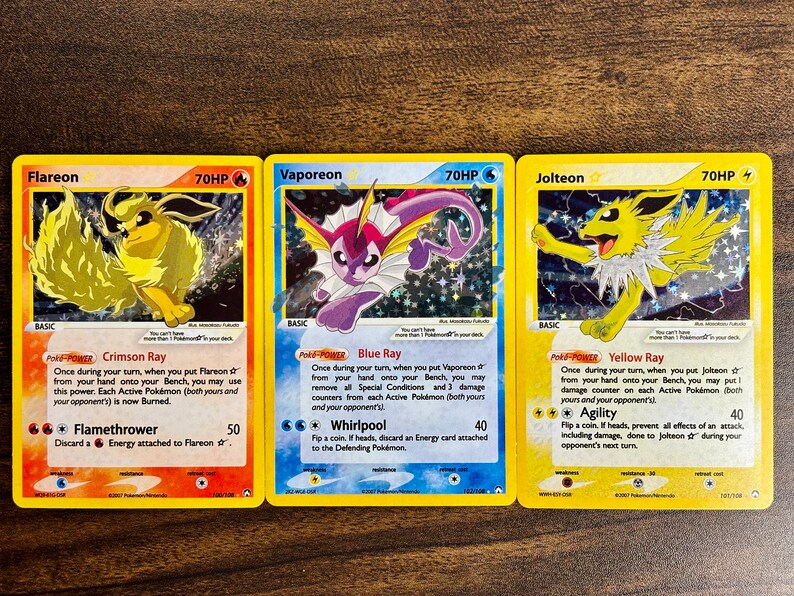 Pokémon Gold Star Flareon, Vaporeon & Jolteon high Quality Proxy - Etsy ...