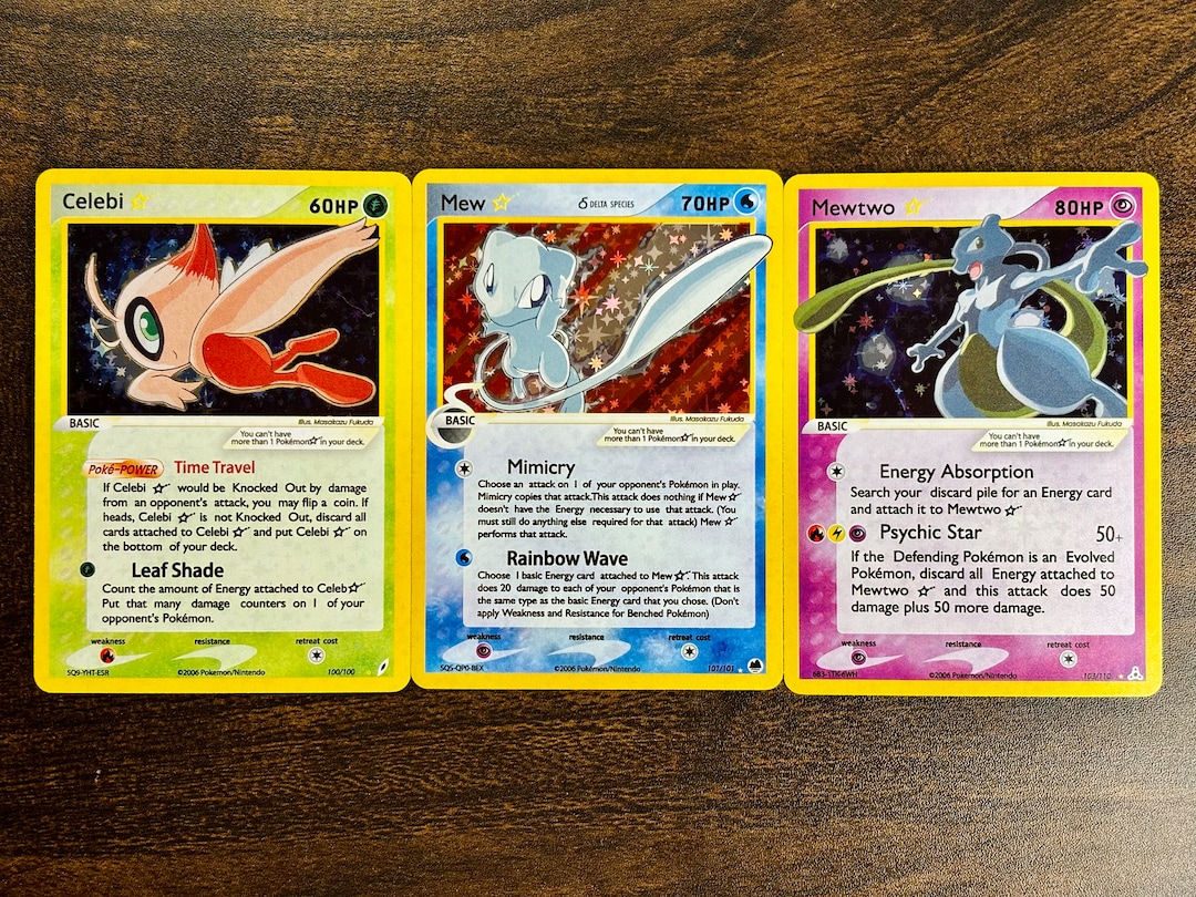 Pokémon Gold Star Celebi, Mew & Mewtwo high Quality Proxy - Etsy
