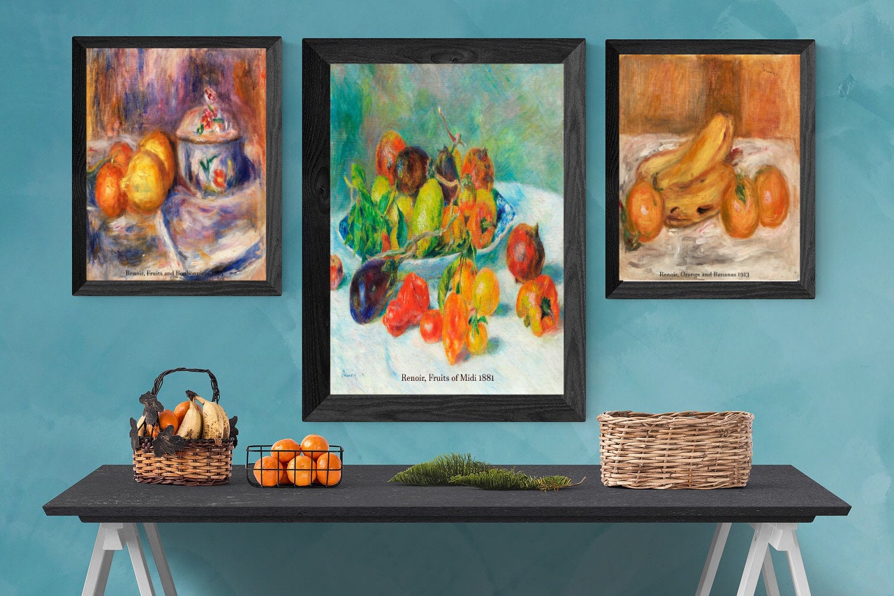 Set of 3, Pierre-auguste Renoir Printable Wall Art, Orange and Bananas ...