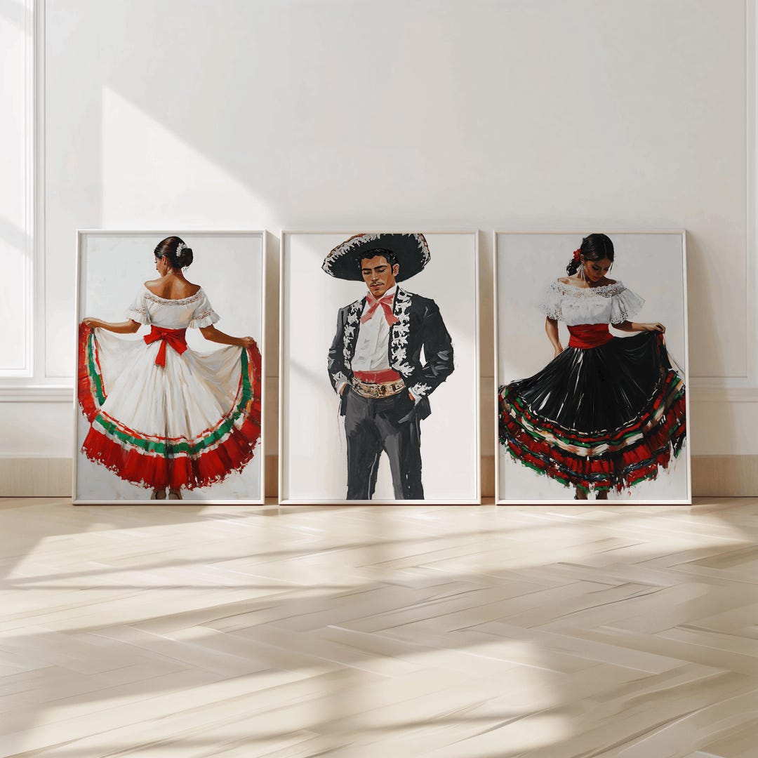 Mexican Folklorico Dancer & Mariachi Digital Print Set – Trio of ...