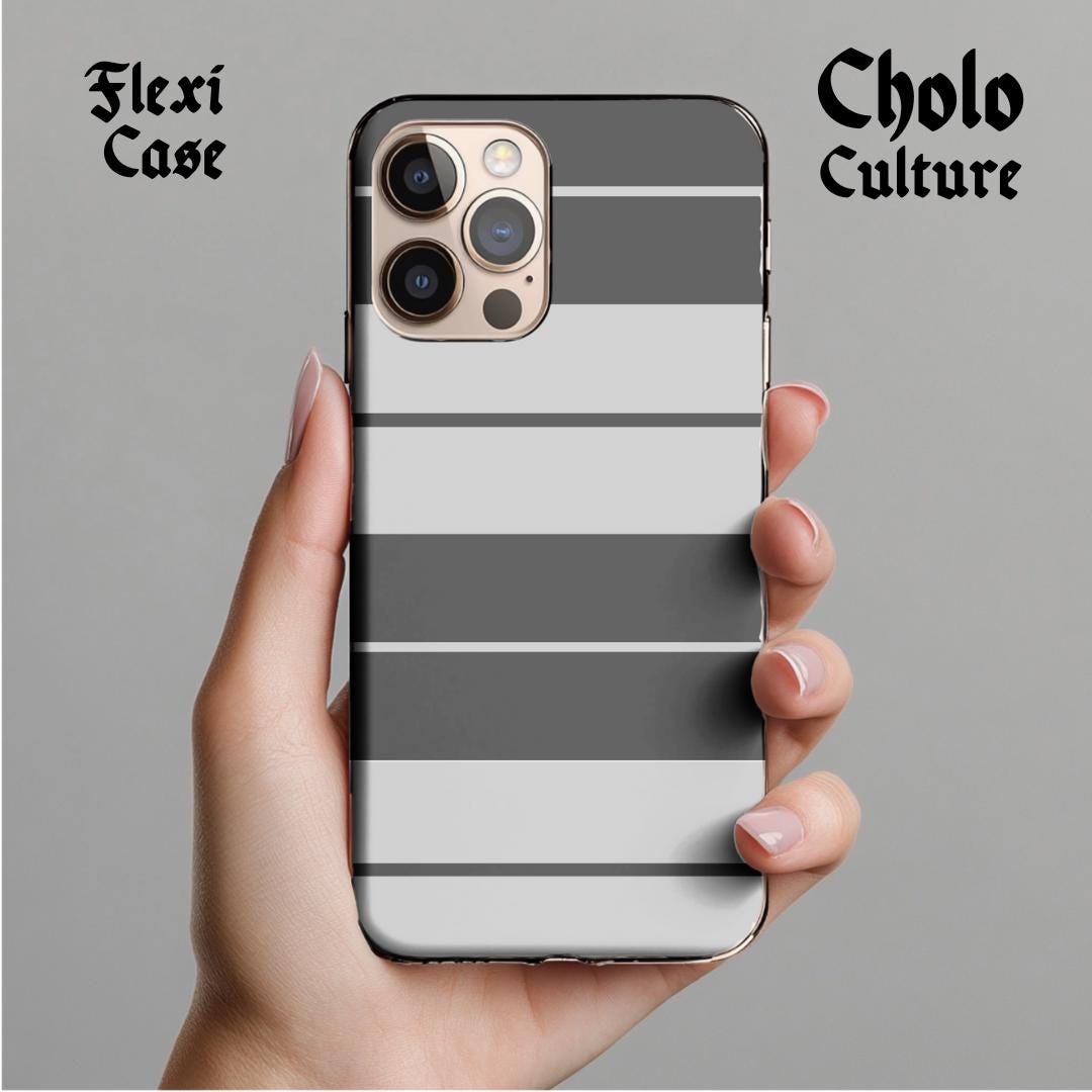 Cholo Culture Black and Gray Striped Flexi Case, Chicano Art Cell Phone ...