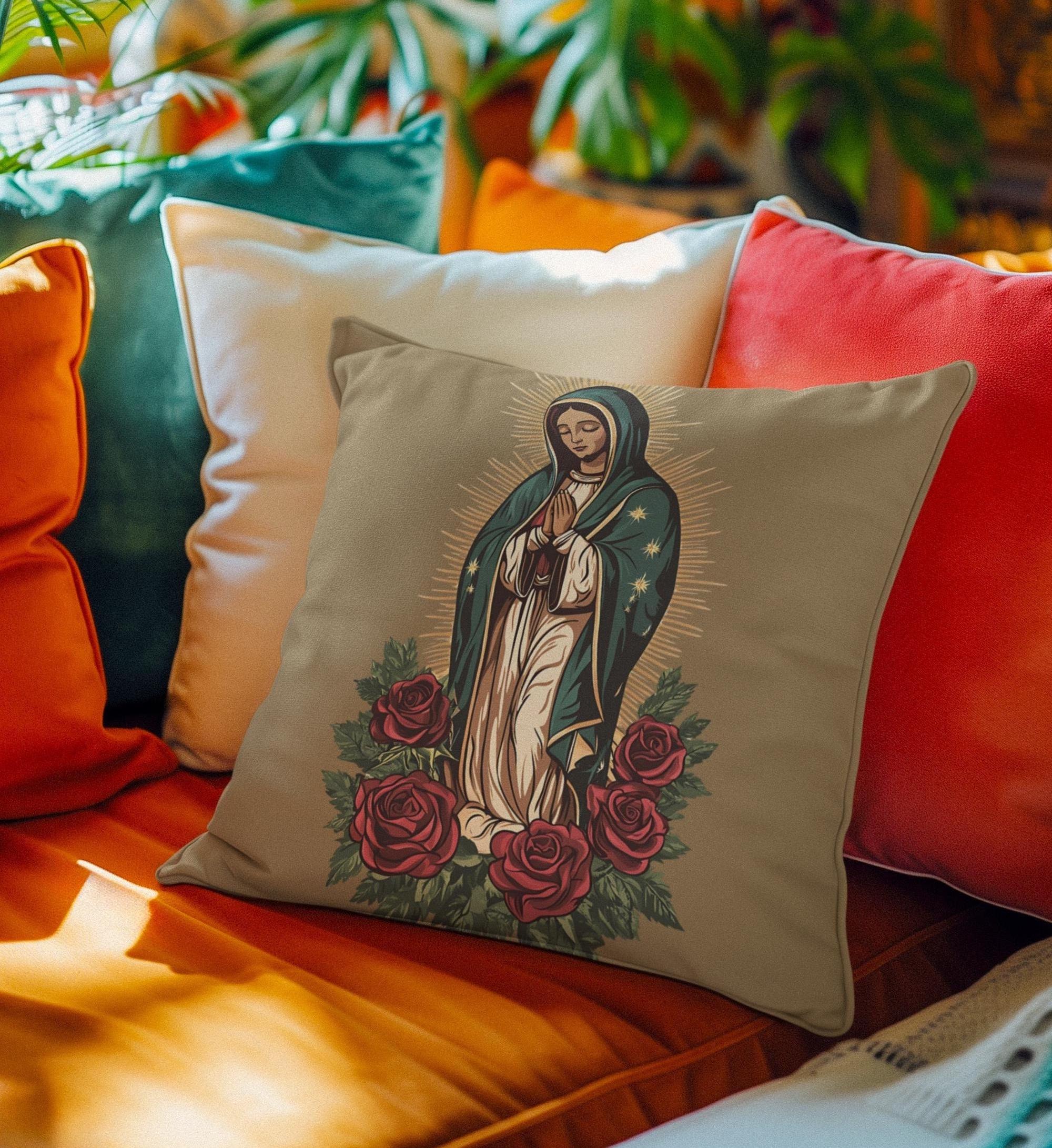Religious Pillow, Virgin Mary Decor, Catholic Decorative Cushion ...