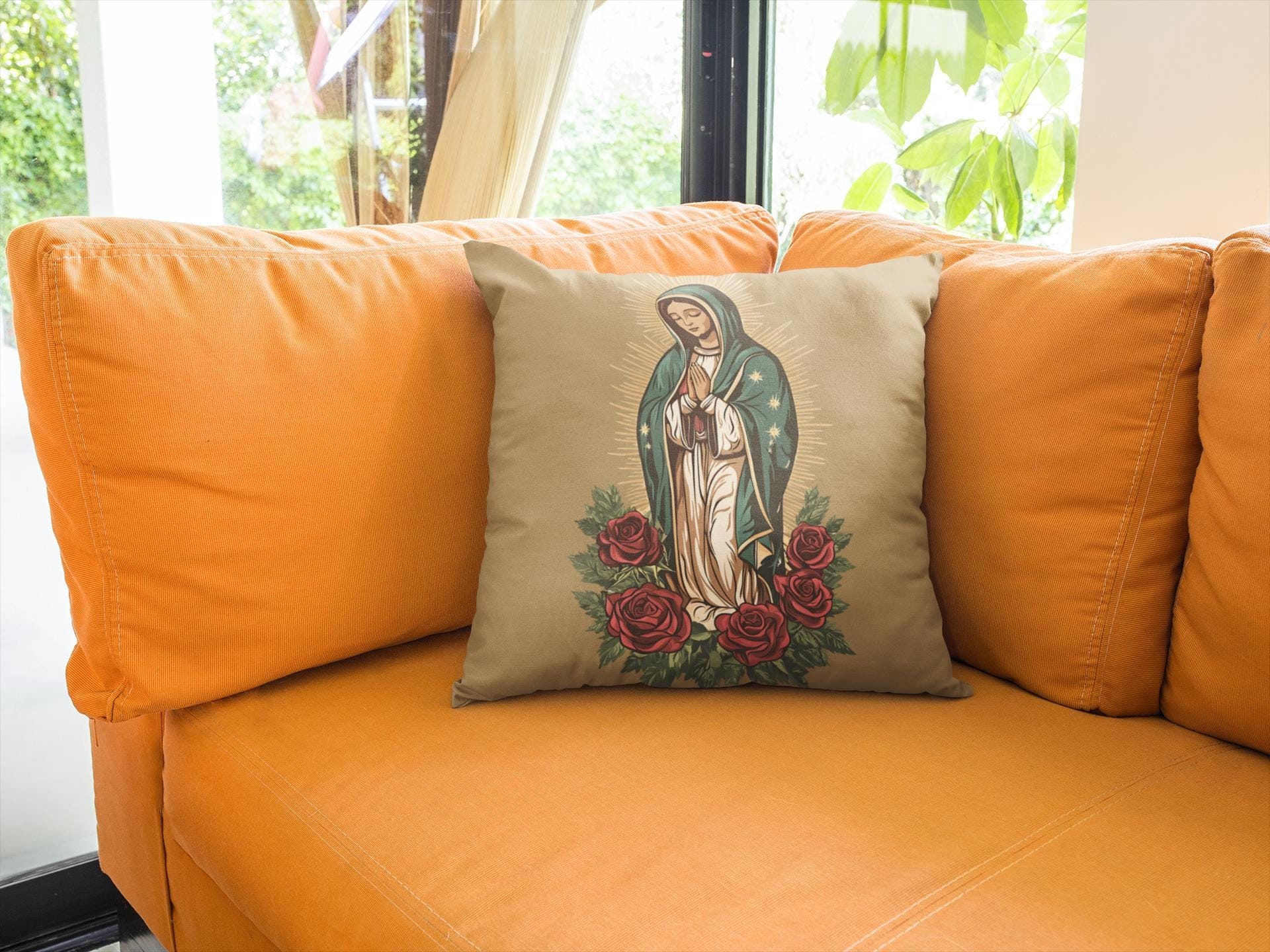 Religious Pillow, Virgin Mary Decor, Catholic Decorative Cushion ...
