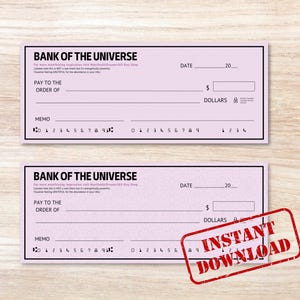 Bank of Universe Check| Manifestation Checks| Law of Attraction Check ...