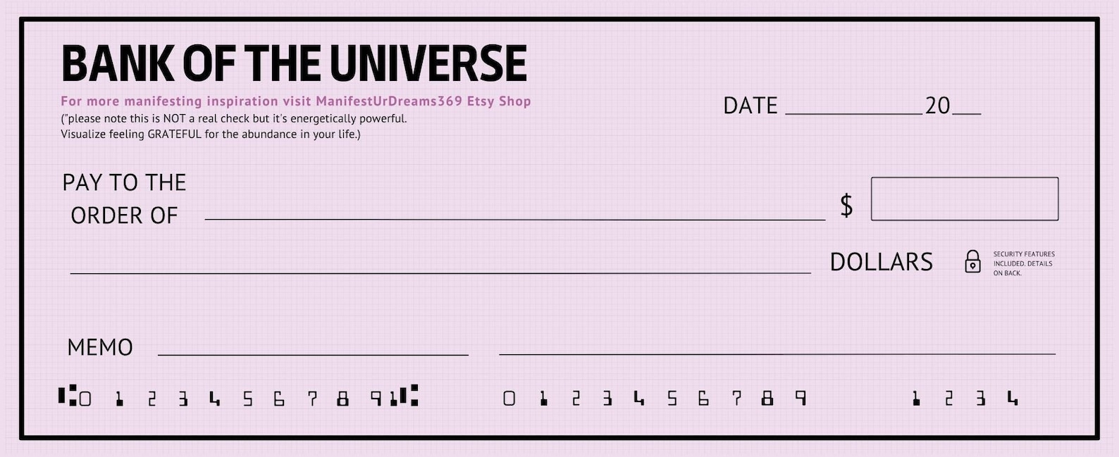 Bank of Universe Check| Manifestation Checks| Law of Attraction Check ...