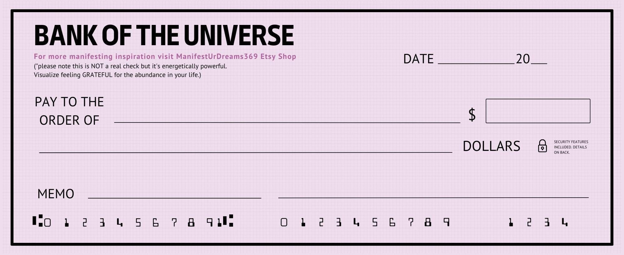 Bank of Universe Check| Manifestation Checks| Law of Attraction Check ...